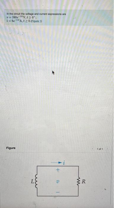 Solved In the circuit the voltage and current expressions | Chegg.com