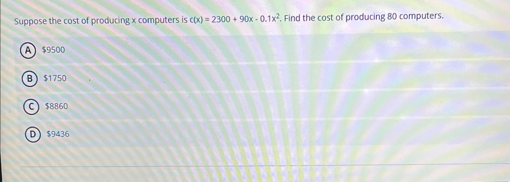 Solved Suppose the cost of producing x ﻿computers is | Chegg.com