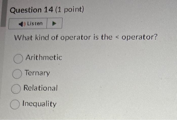 Solved What kind of operator is the