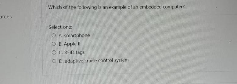 Solved Which of the following is an example of an embedded | Chegg.com