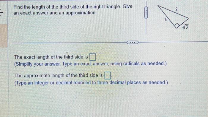 Solved Find the length of the third side of the right | Chegg.com