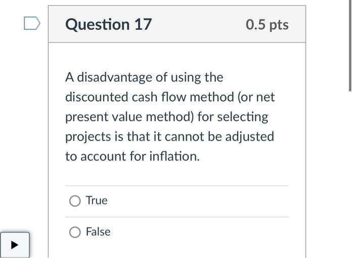 Solved Question 17 A disadvantage of using the discounted | Chegg.com