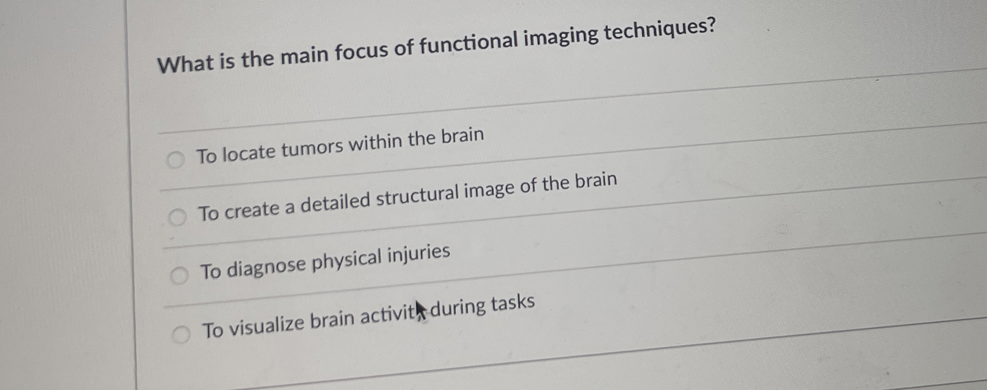 Solved What is the main focus of functional imaging | Chegg.com