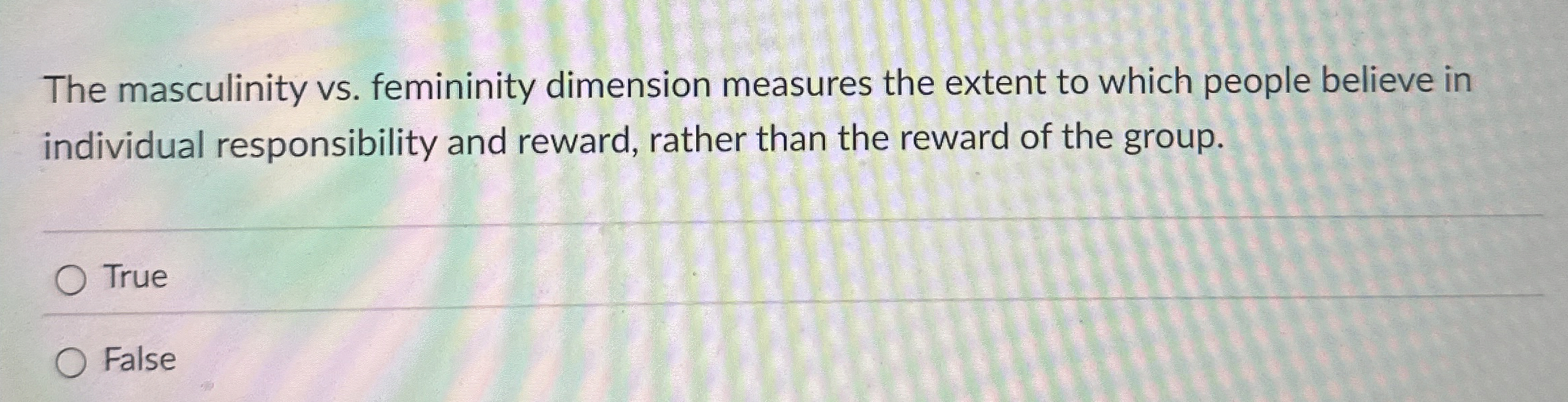 Solved The masculinity vs. ﻿femininity dimension measures | Chegg.com