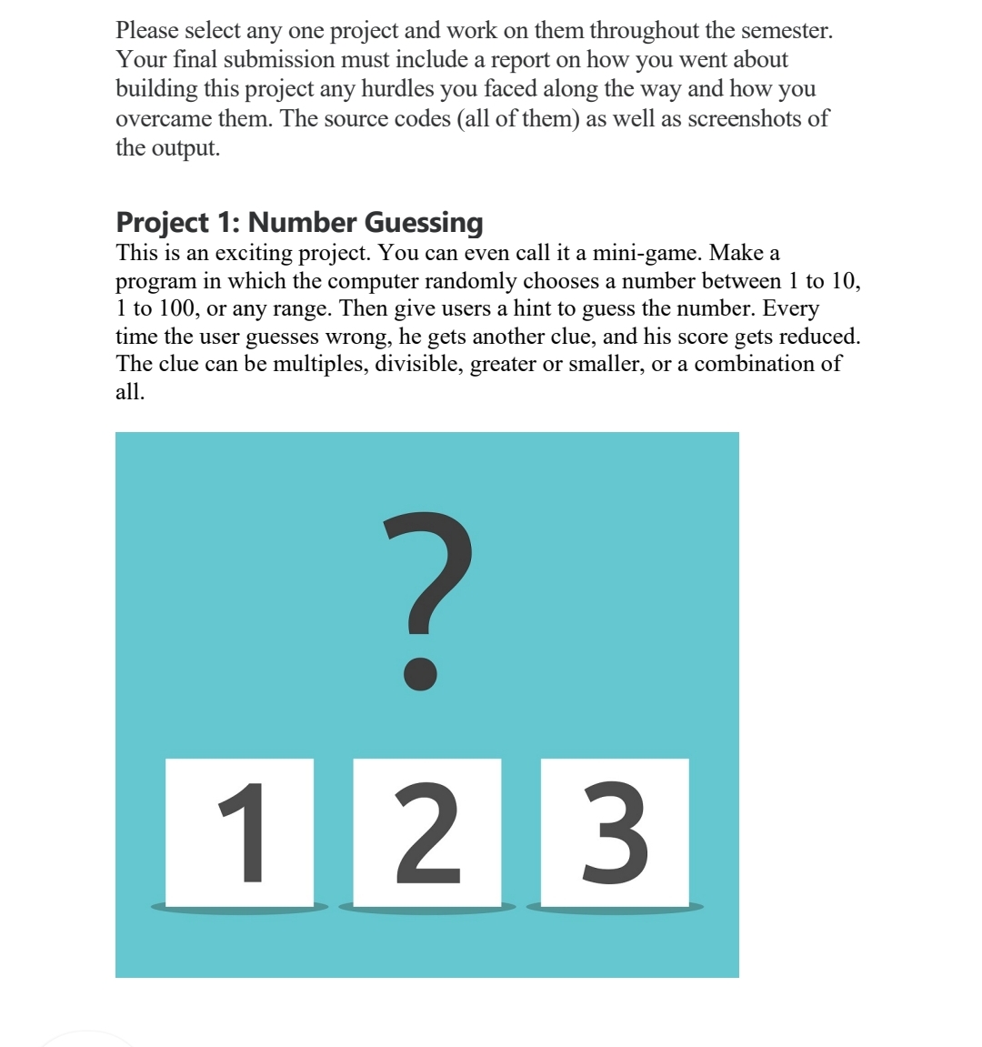 Solved Please select any one project and work on them | Chegg.com