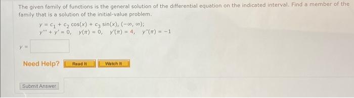 Solved The given family of functions is the general solution | Chegg.com