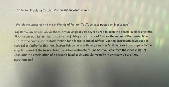 Solved Collected Problems Circular Motion and Newton's Laws | Chegg.com