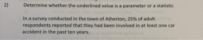 Solved 2) Determine whether the underlined value is a | Chegg.com