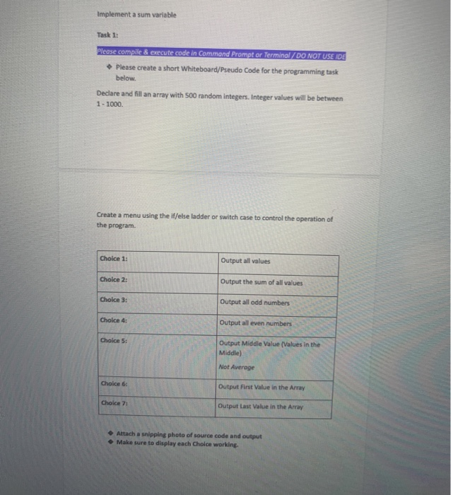 Solved Implement A Sum Variable Task 1 Please Compile And 