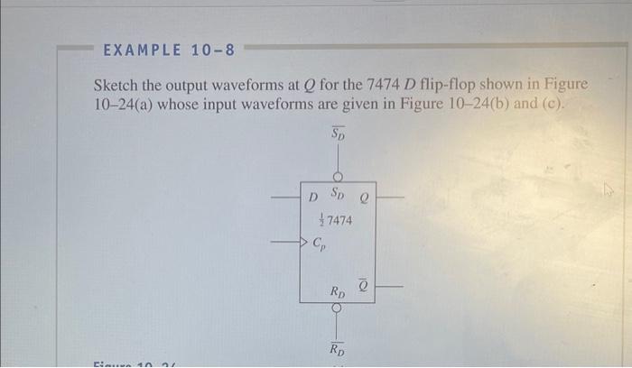 Solved Sketch the output waveforms at Q for the 7474D | Chegg.com