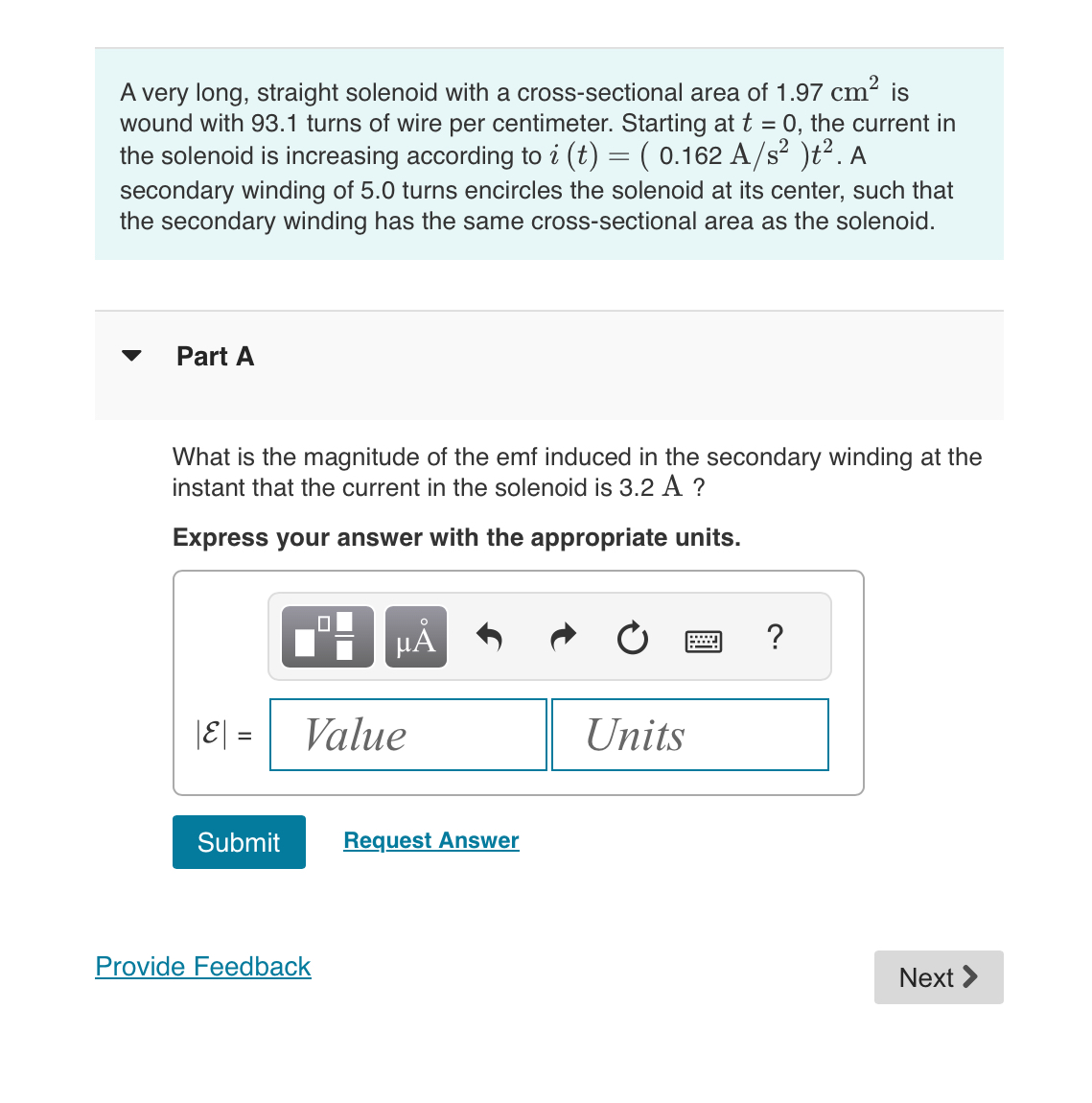 Solved A very long, straight solenoid with a cross-sectional | Chegg.com