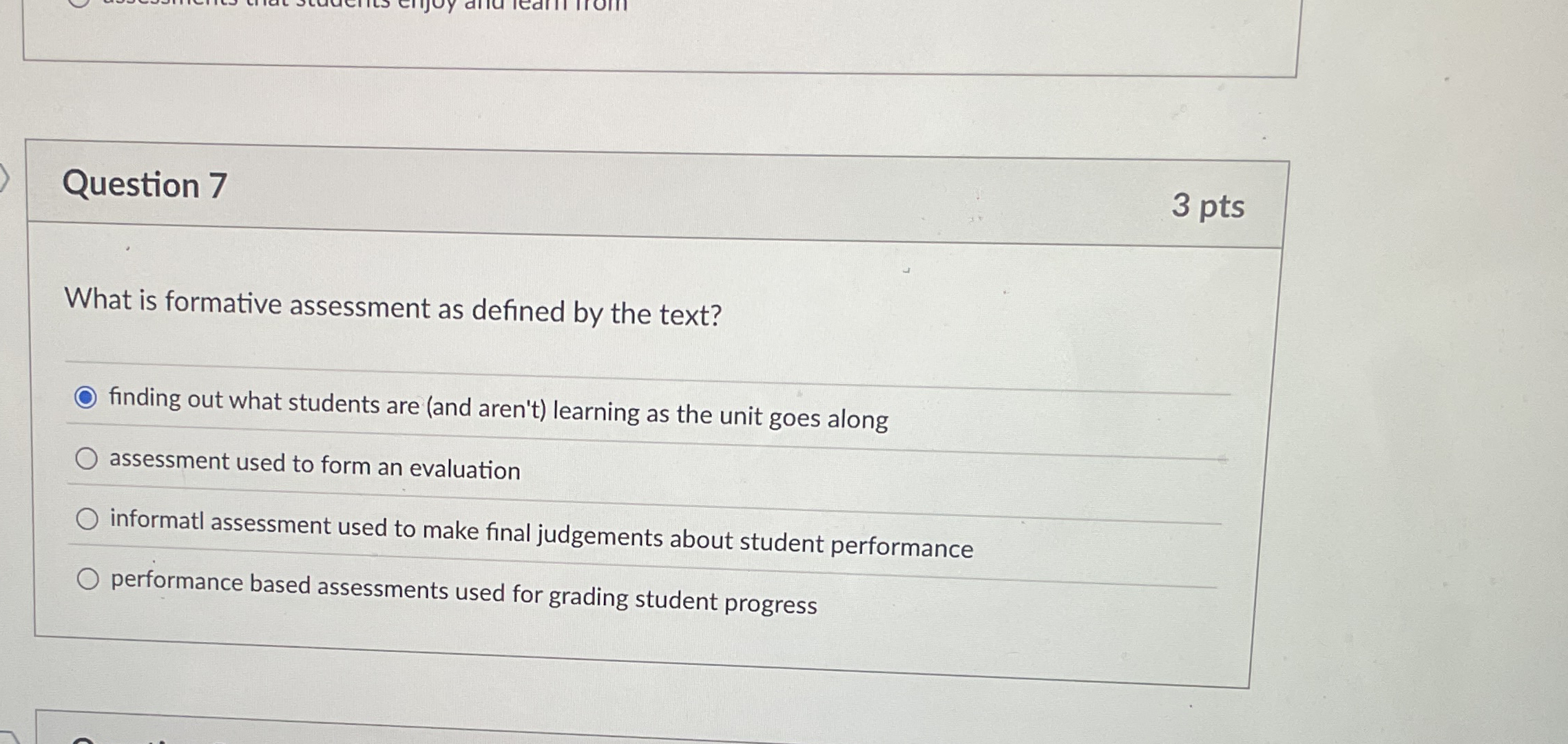 Solved Question 73 ﻿ptsWhat is formative assessment as | Chegg.com