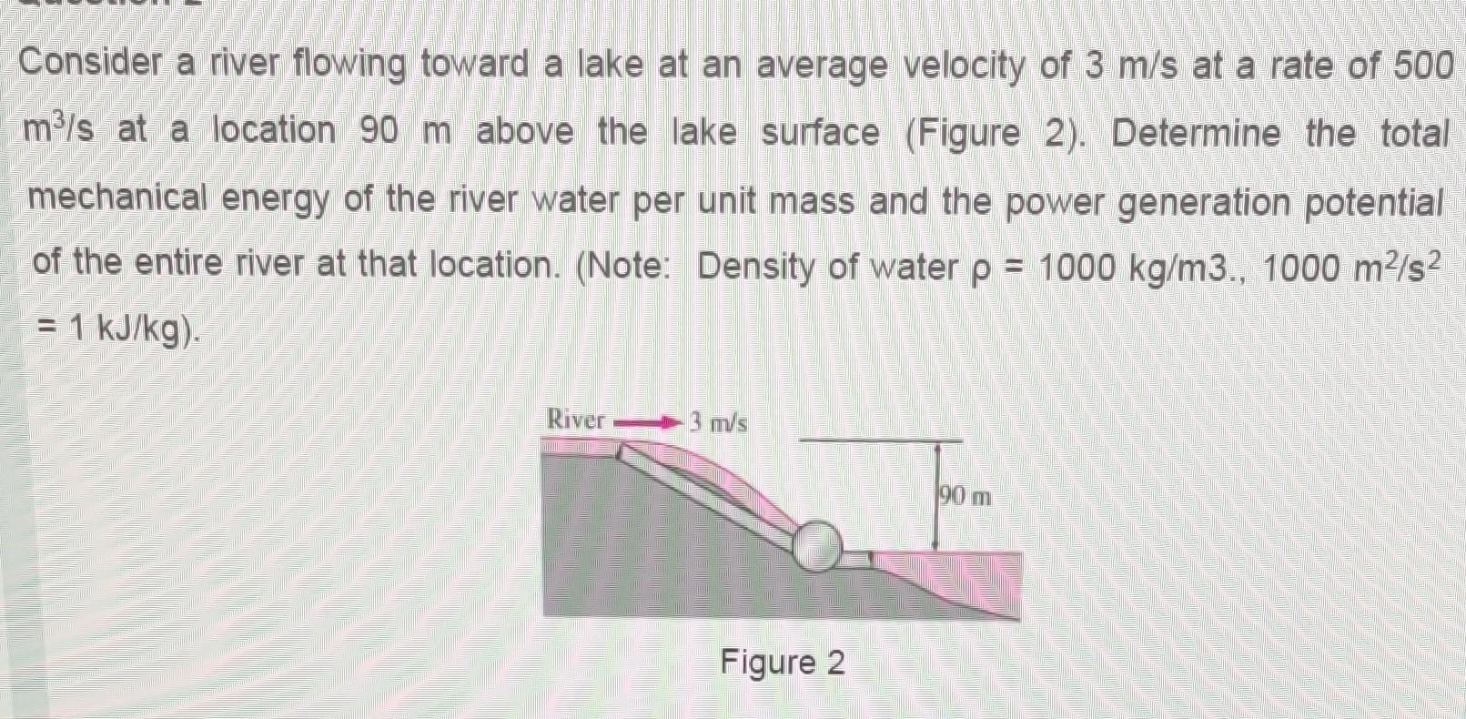 Solved Consider a river flowing toward a lake at an average | Chegg.com