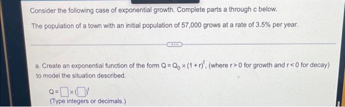 Solved Consider the following case of exponential growth. | Chegg.com