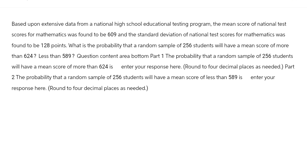 Solved Based upon extensive data from a national high school | Chegg.com