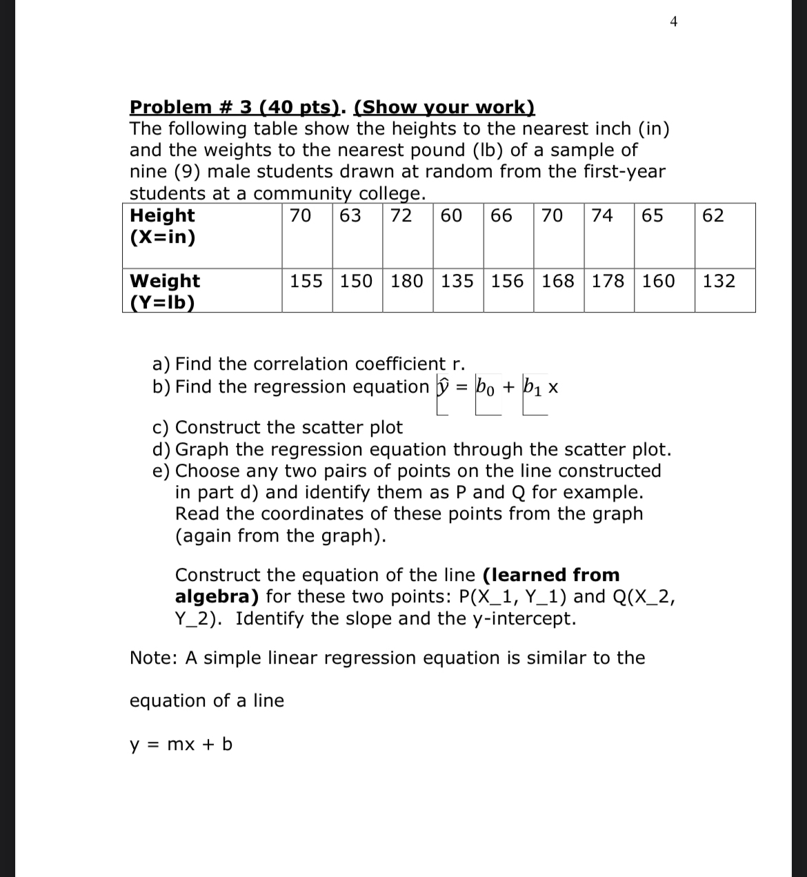 Solved Problem # 3 ( 40 ﻿pts). (Show your work)The following | Chegg.com
