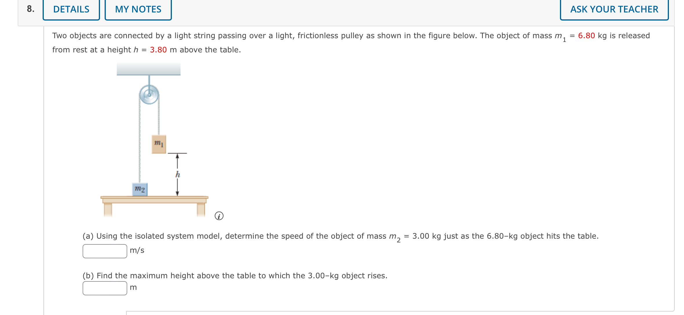 Solved Two objects are connected by a light string passing | Chegg.com