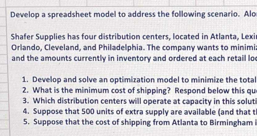 Solved Develop a spreadsheet model to address the following | Chegg.com