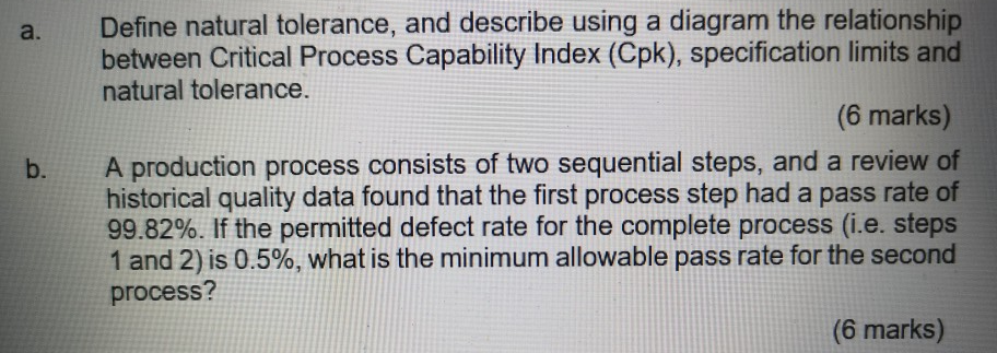 Solved Define natural tolerance, and describe using a | Chegg.com