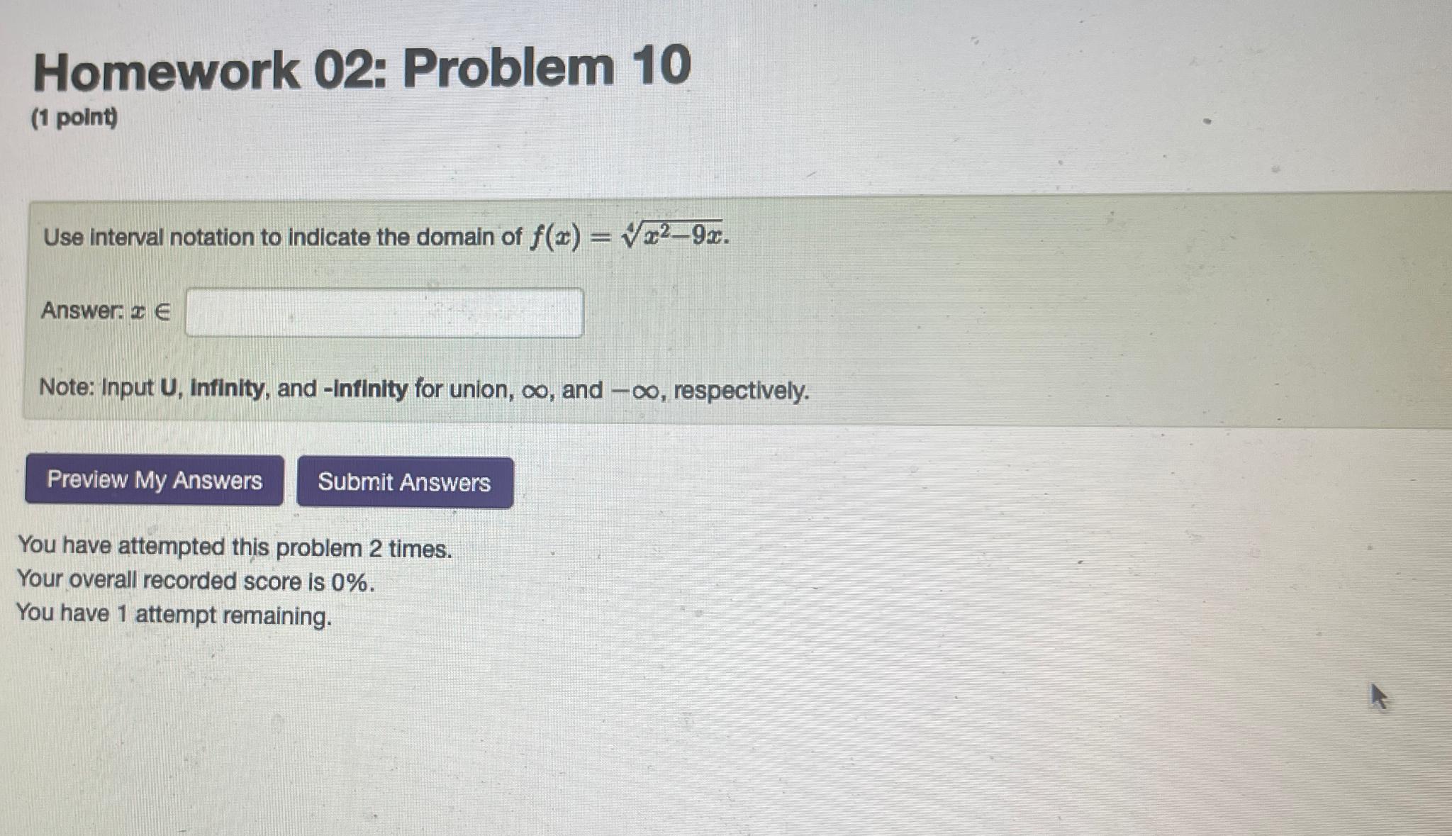Solved Homework 02: Problem 10(1 ﻿point)Use interval | Chegg.com