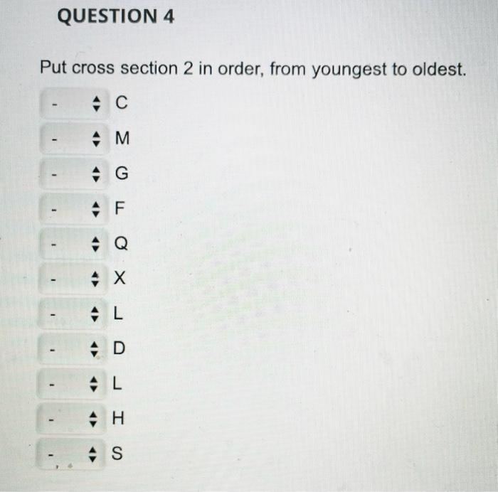 Solved Cross Section 2Put cross section 2 in order, from | Chegg.com