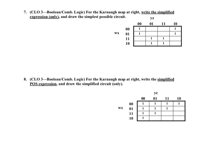 Solved 7. (CLO 3-Boolean/Comb. Logic) For the Karnaugh map | Chegg.com