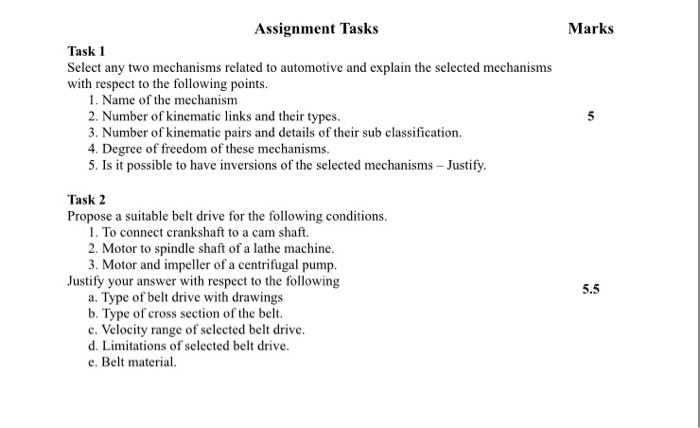 Solved Marks Assignment Tasks Task 1 Select any two | Chegg.com