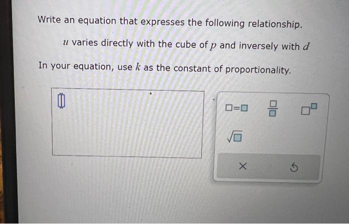Solved Write An Equation That Expresses The Following
