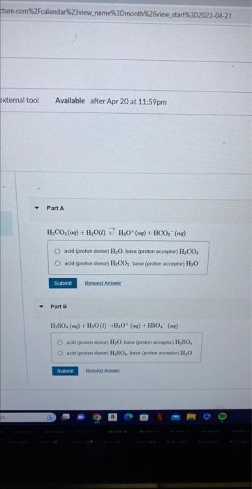 Solved H2CO3(aq)+H2O(l)⇄H3O′(aq)+HCO4−(aq) acid (peoton | Chegg.com