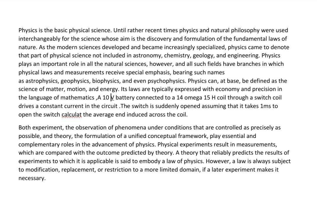 Solved Physics is the basic physical science. Until rather | Chegg.com
