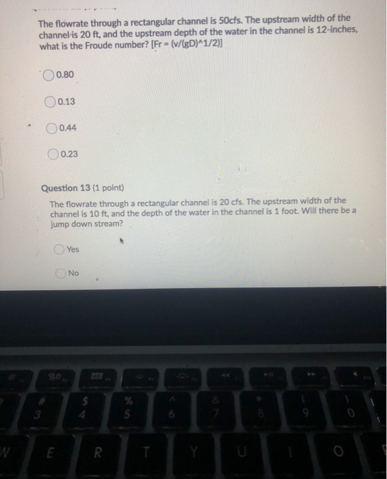 Solved The flowrate through a rectangular channel is 50cfs. | Chegg.com