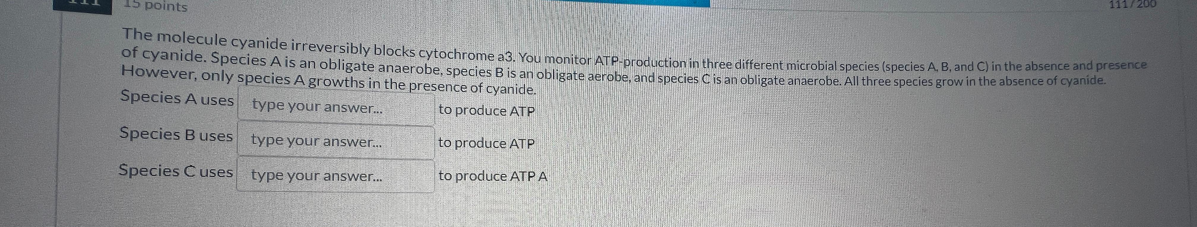 Solved The molecule cyanide irreversibly blocks cytochrome | Chegg.com