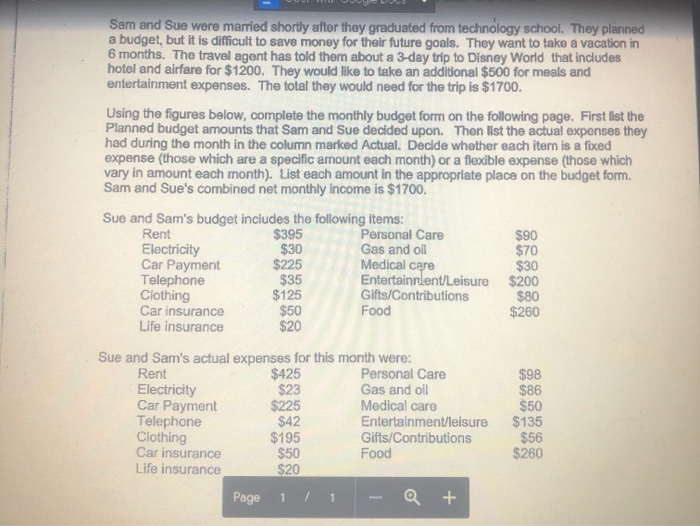 Solved Student Name Income $1700 $1700 $1700 Fixed Expenses | Chegg.com