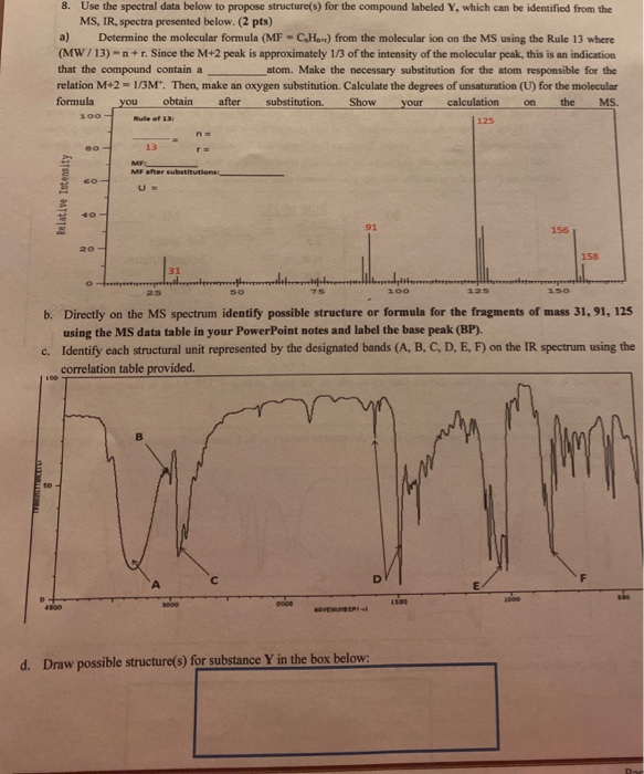 8. Use the spectral data below to propose | Chegg.com
