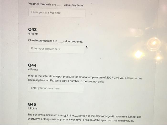 Solved Weather forecasts are value problems Enter your | Chegg.com