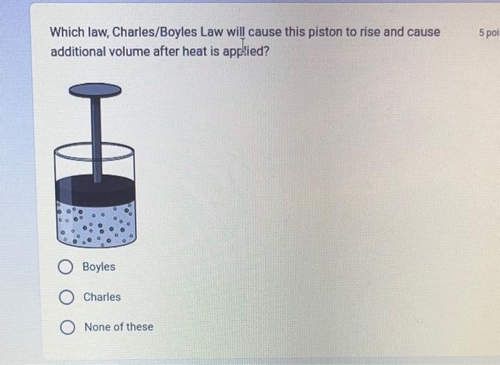 Solved Which law, Charles/Boyles Law will cause this piston | Chegg.com