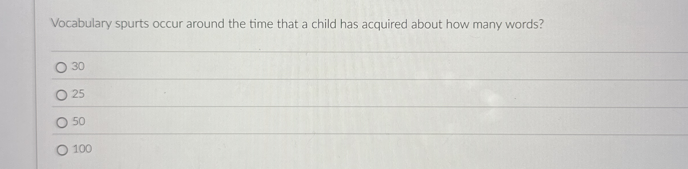 Solved Vocabulary spurts occur around the time that a child | Chegg.com