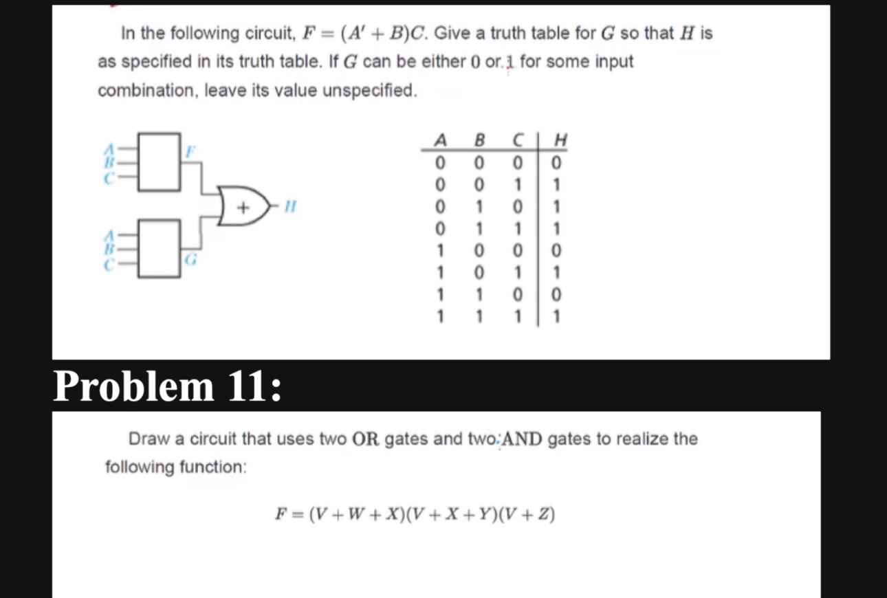 In the following circuit, F=(A'+B)C. Give a truth | Chegg.com In the following circuit, F=(A'+B)C. Give a truth | Chegg.com