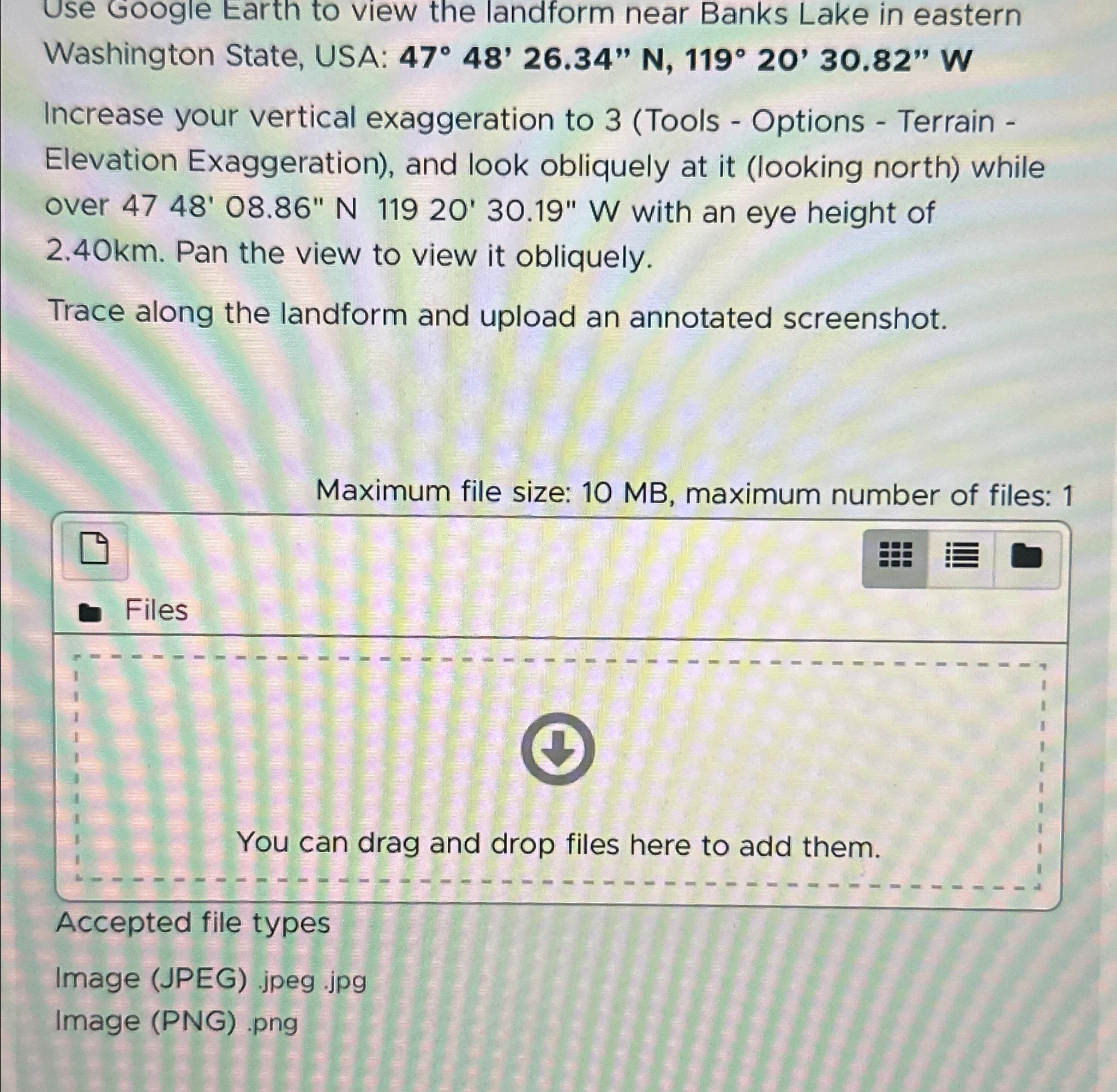 Solved Use Google Earth to view the landform near Banks Lake | Chegg.com