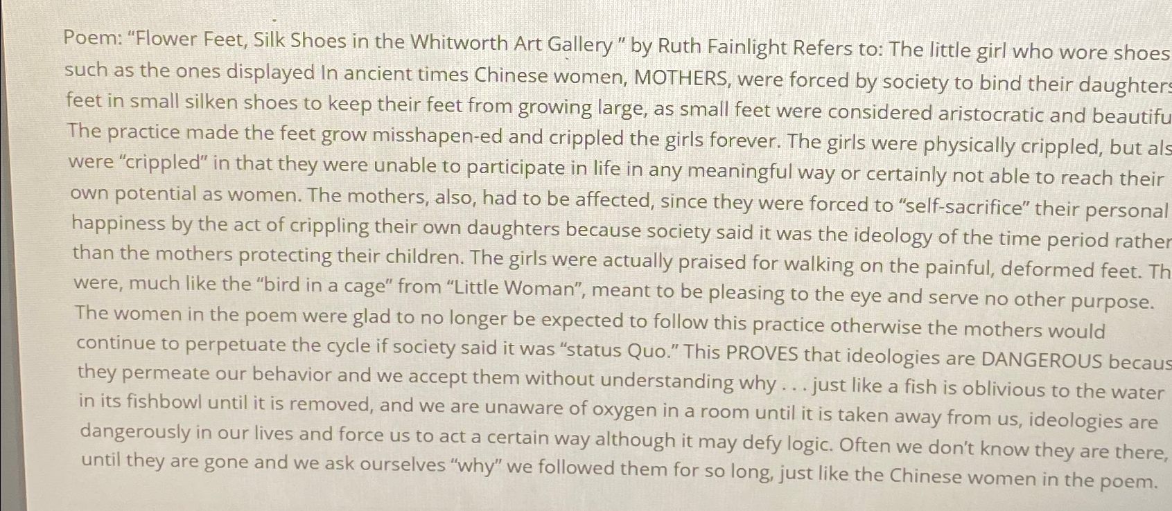 Solved Poem: "Flower Feet, Silk Shoes in the Whitworth Art | Chegg.com