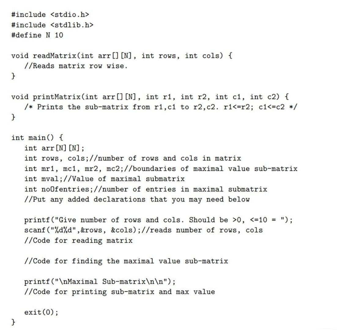 Solved (C LANGUAGE) You are given an m × n matrix of integer | Chegg.com