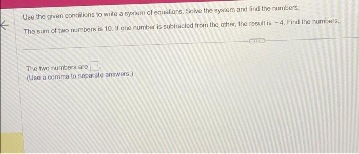 Solved Use the given conditions to write a system of | Chegg.com