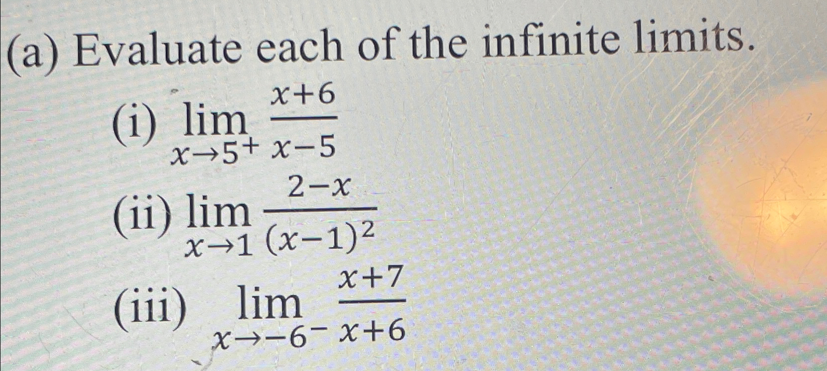 Solved (a) ﻿Evaluate each of the infinite | Chegg.com