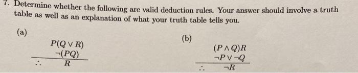 Solved 7. Determine whether the following are valid | Chegg.com