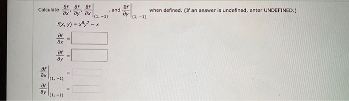 Solved Calculate əx' ay əxl. -1) and when defined. (If an | Chegg.com