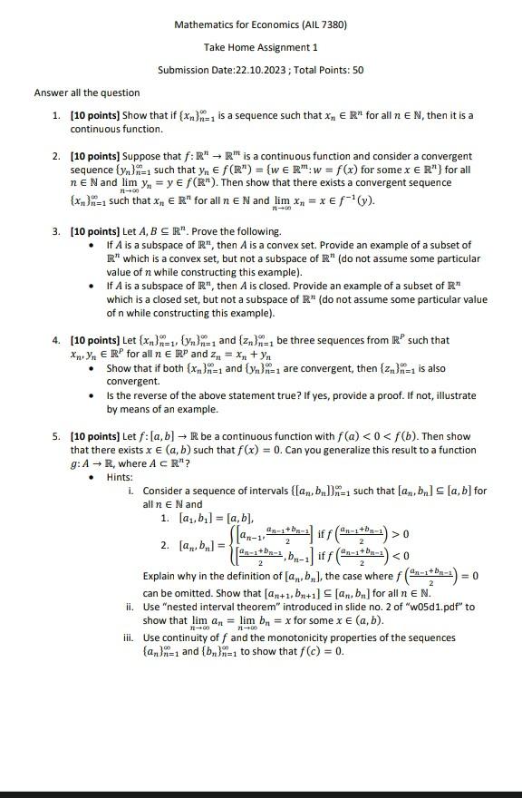 Solved 1. [10 points] Show that if {xn}n=1∞ is a sequence | Chegg.com