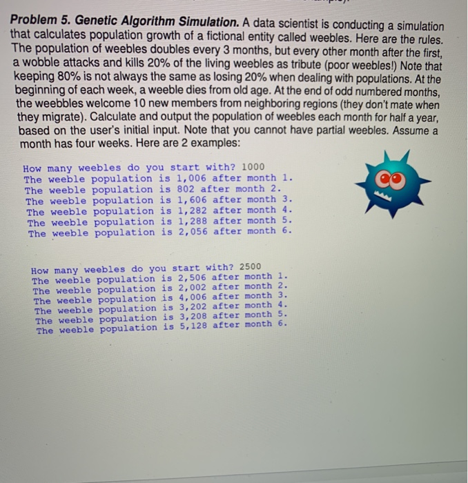 Solved Problem 5. Genetic Algorithm Simulation. A data | Chegg.com