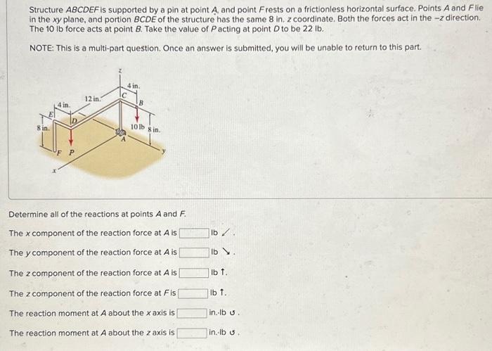 Structure ABCDEF is supported by a pin at point A, | Chegg.com
