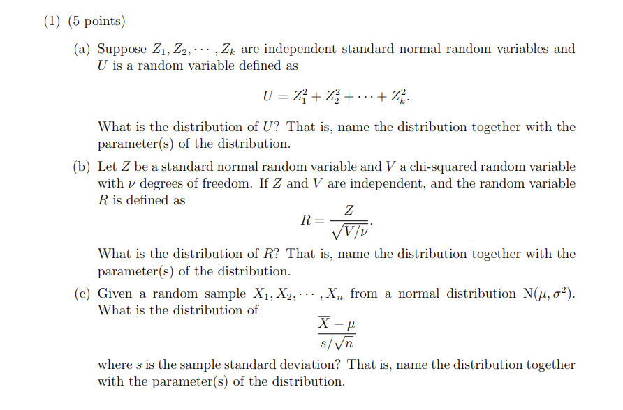 Solved (1) (5 ﻿points)(a) ﻿Suppose Z1,Z2,cdots,Zk ﻿are | Chegg.com