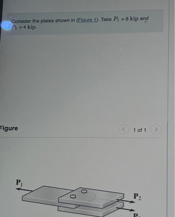 Solved Consider the plates shown in (Figure 1). Take P1=8kip | Chegg.com